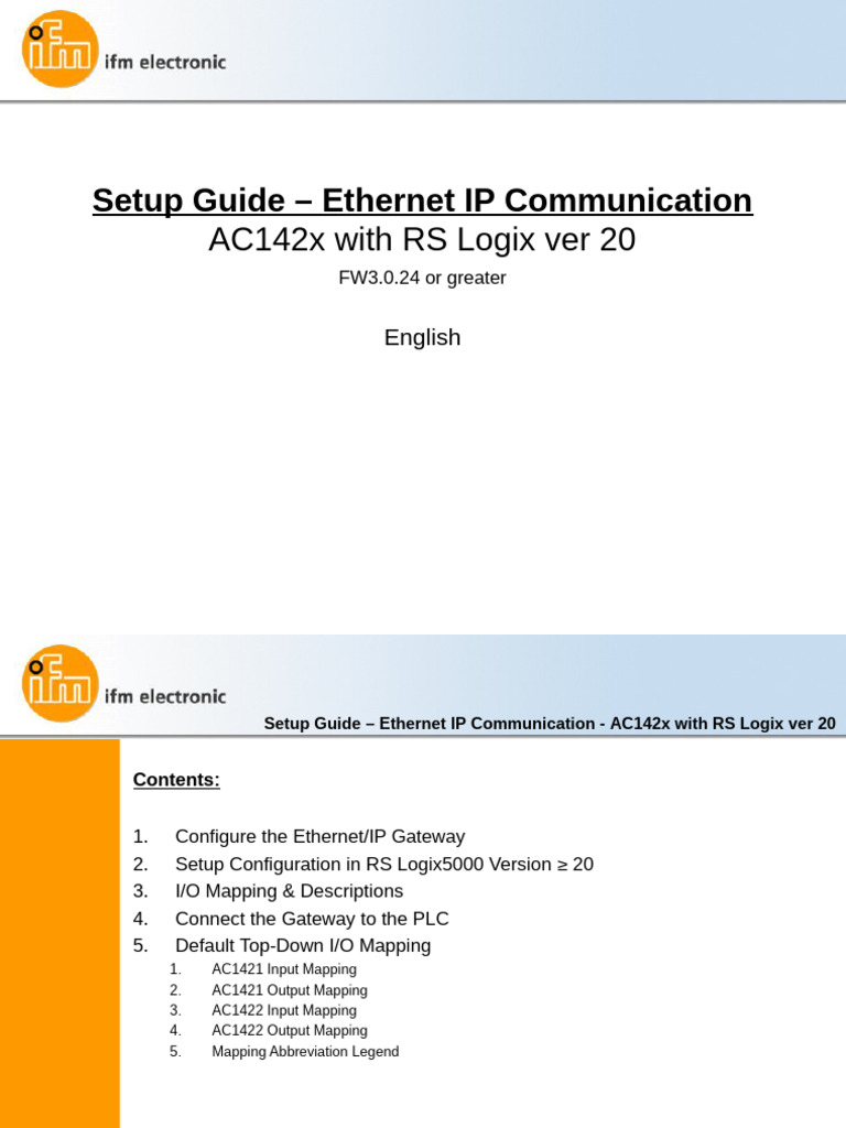 Setup Guide - EIP - Cyclic Communication - Allen Bradley RSLogix V20 | PDF