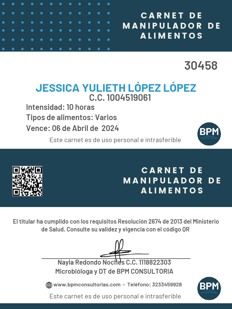 Carnet De Manipulacion De Alimentos Pdf