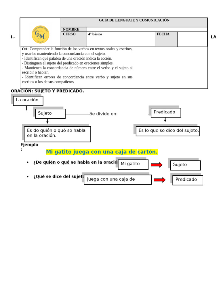 Guia de Sujeto y Predicado | PDF