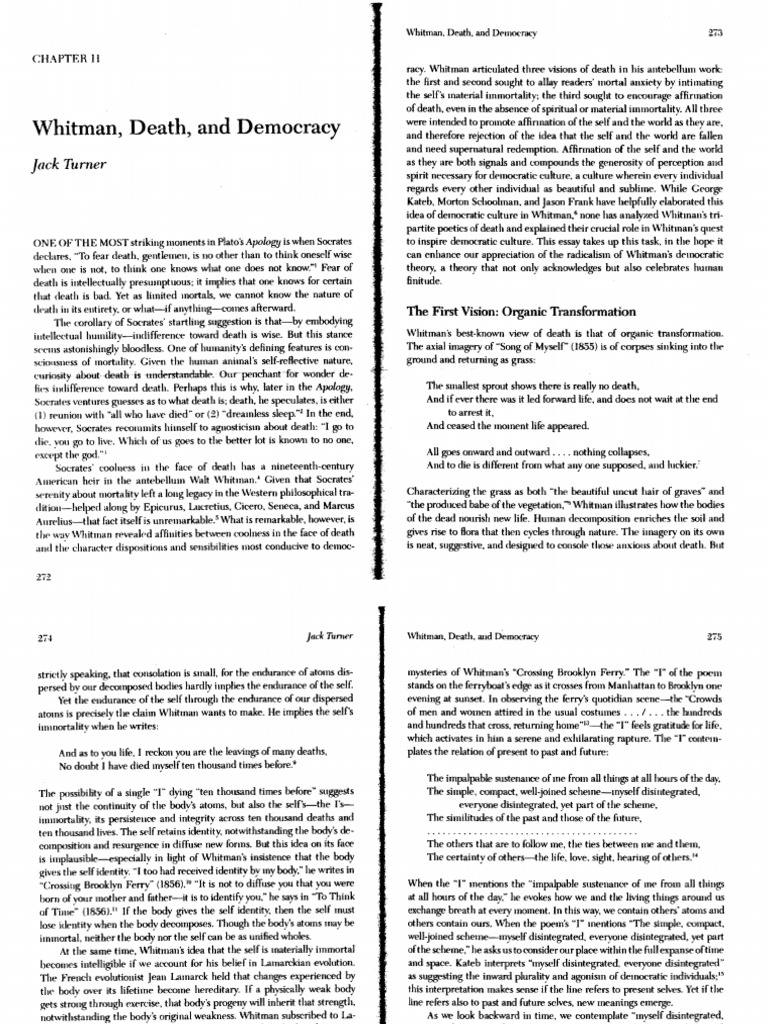 Whitman Death and Democracy - Final | PDF
