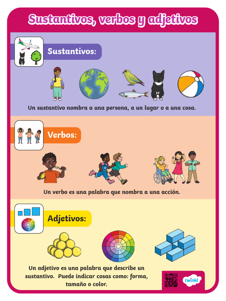 Hoja de Actividad Sustantivos Adjetivos y Verbos - Ver - 1 | PDF