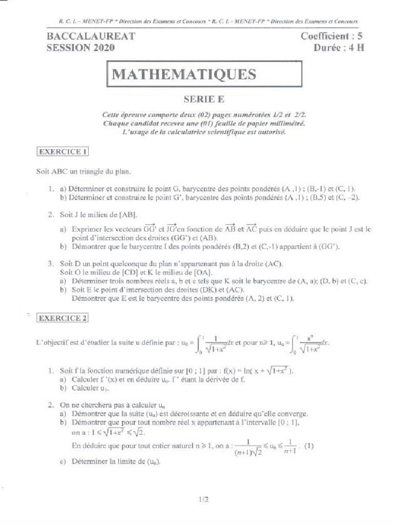 RCI-BAC-2020-Maths-Serie-E | PDF