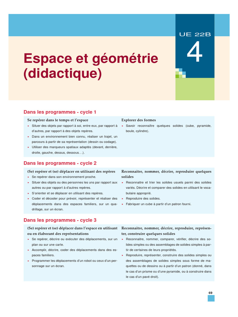 Espace Et Géométrie (Didactique) : Dans Les Programmes - Cycle 1 | PDF