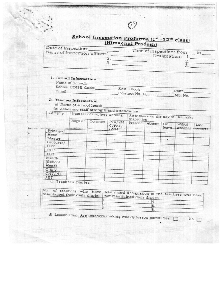 DDEE Inspection Performa | PDF