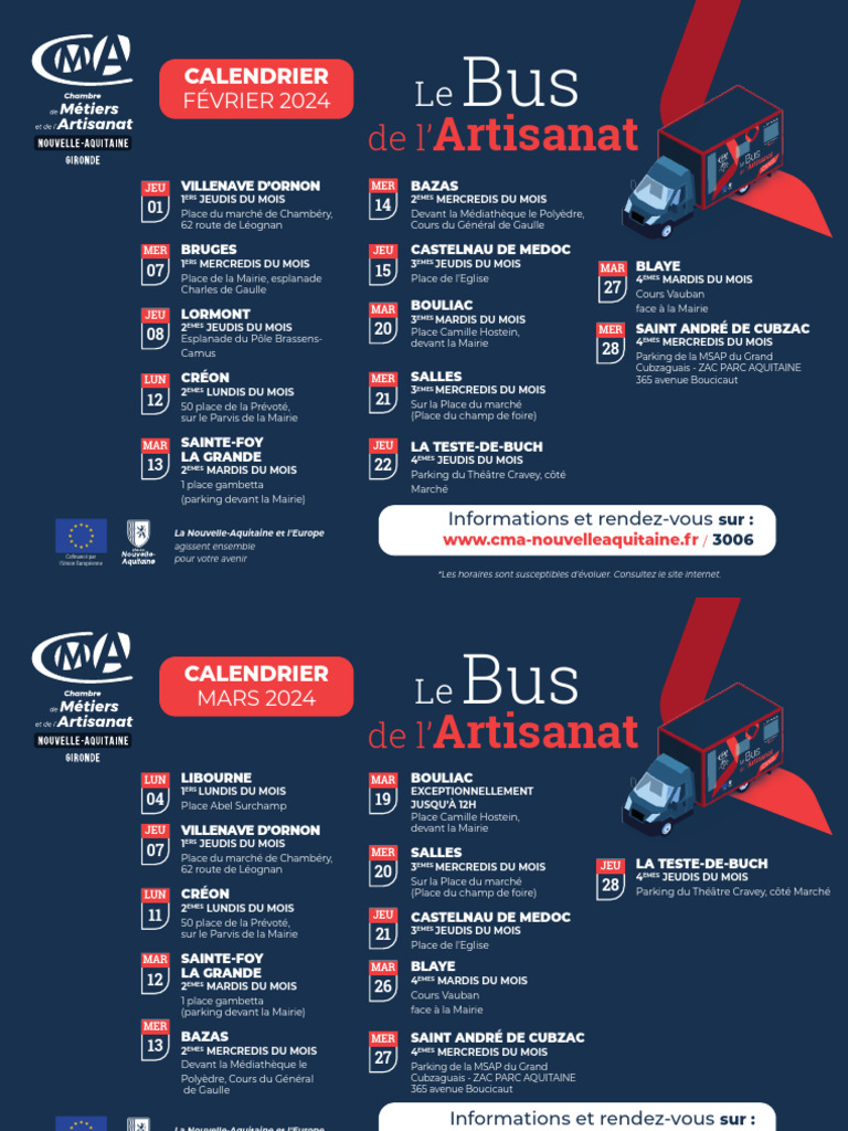 Calendrier Bus 2024 | PDF