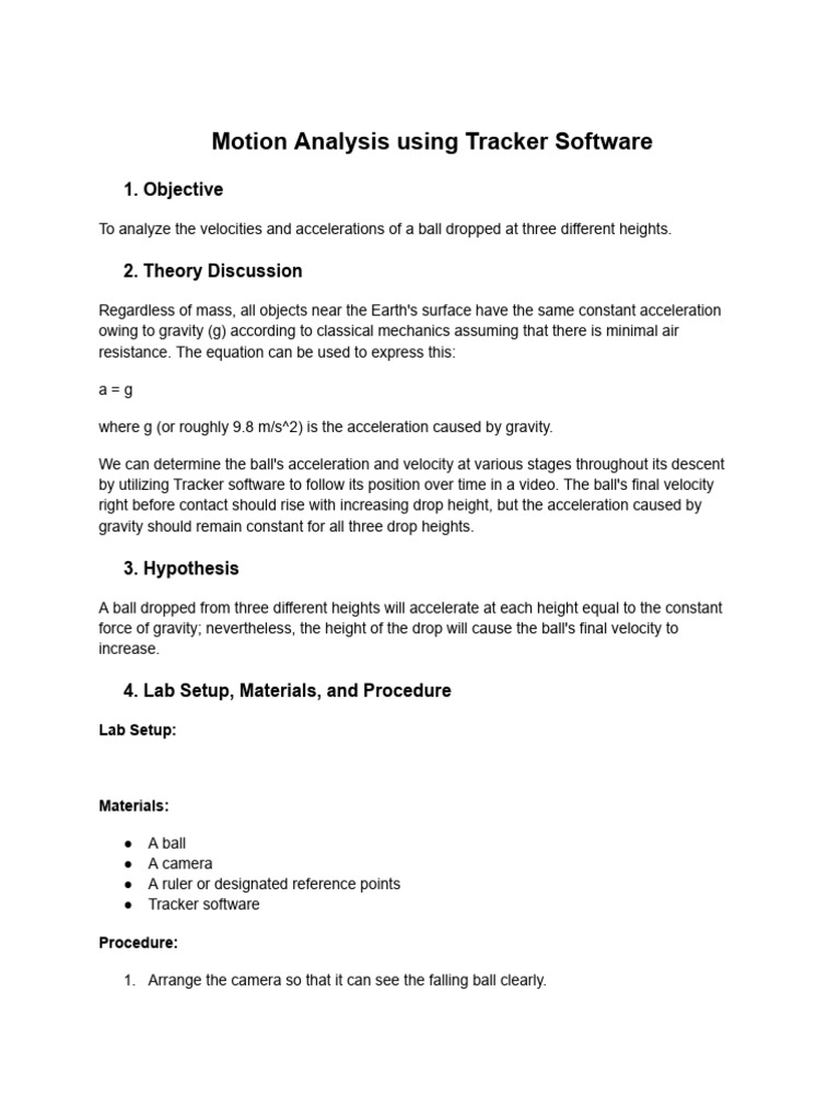 Motion Analysis Using Tracker Software Pdf
