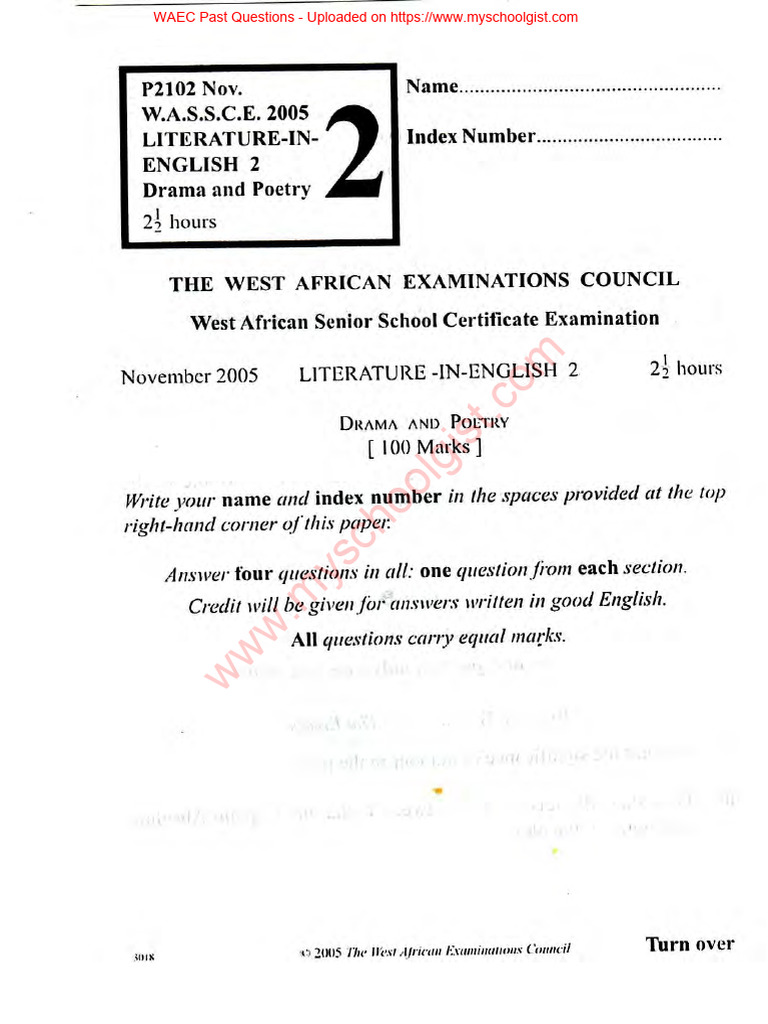 waec-lit-in-english-2005-nov-drama-and-poetry-paper-2 | PDF