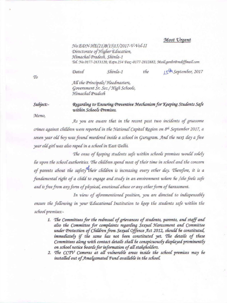 Students Safety Guideline | PDF