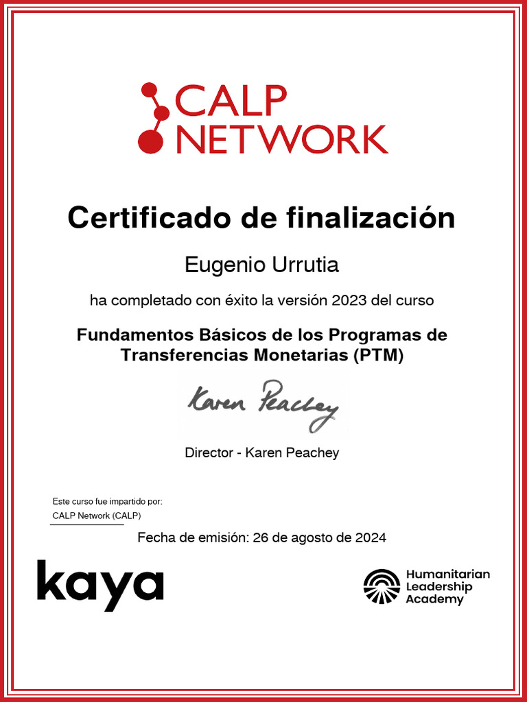 Fundamentos Básicos de Los Programas de Transferencias Monetarias PTM - Certificado de La ...