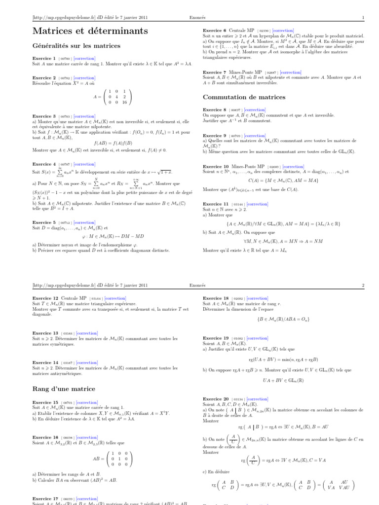 03-Matrices Et Determinants | PDF