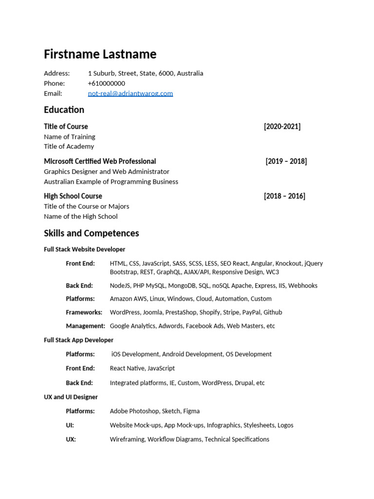 Sample Resume Template | PDF