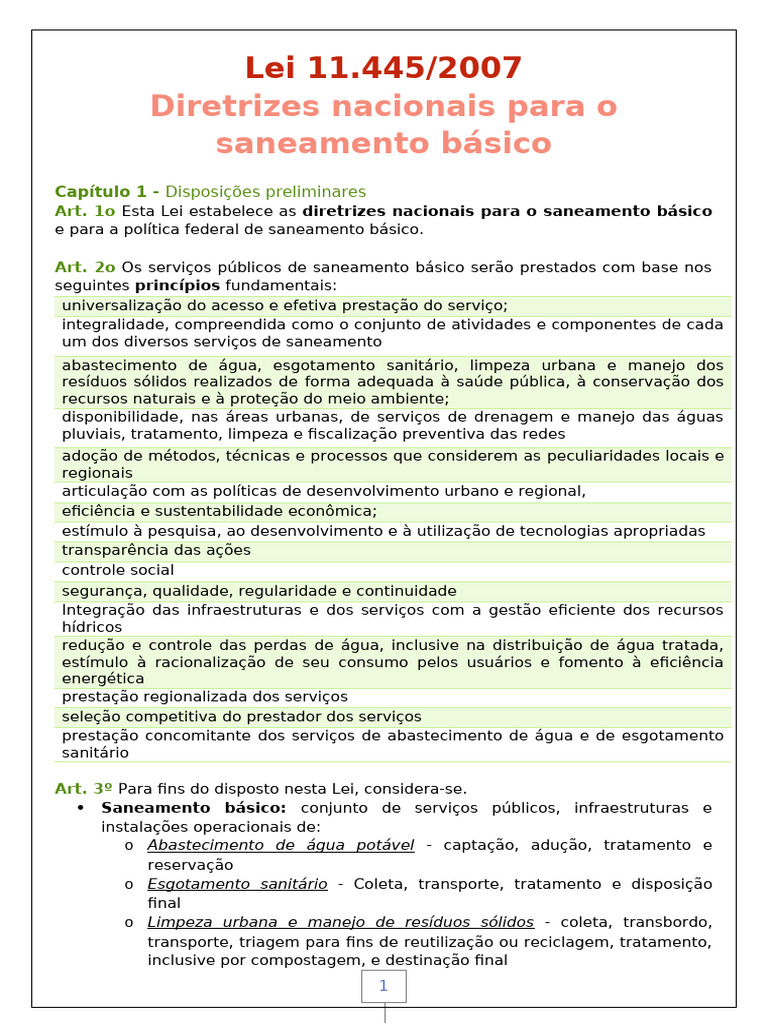 Resumo - Lei 11445 | PDF