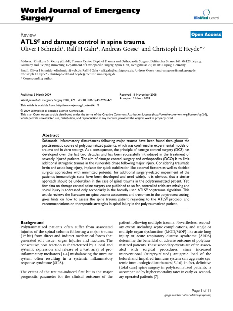 Atls Spine | PDF | Ct Scan | Major Trauma