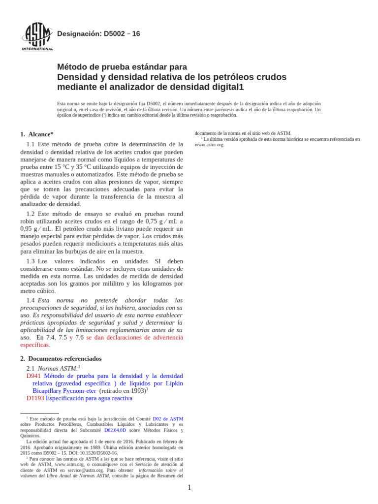 D5002-16 Método de Prueba Estándar para Sal en Aceites Crudos (Método ...