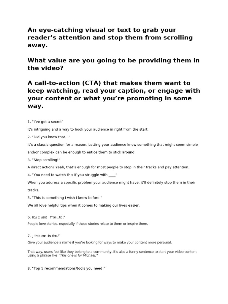 Hook Line and Cta | PDF
