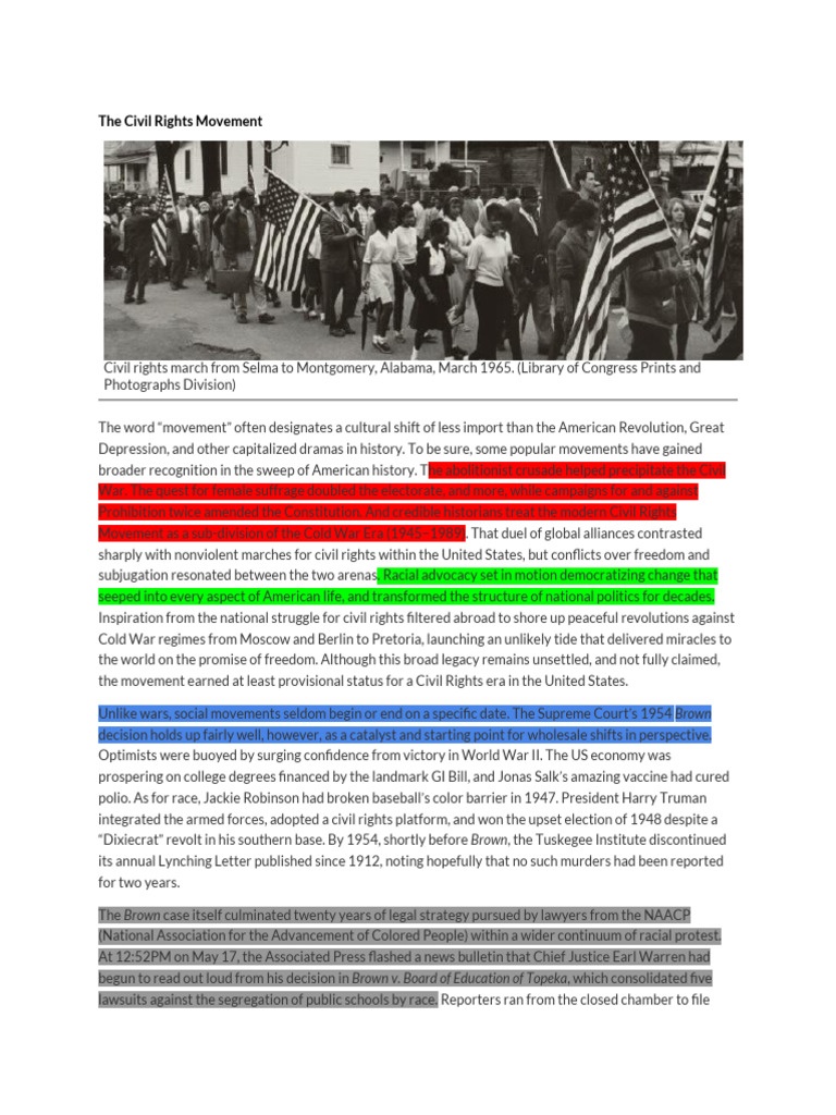 The Civil Rights Movement | PDF
