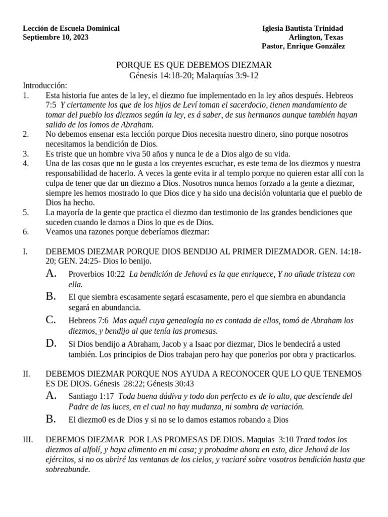 Porque Es Que Debemos Diezmar Leccion 2 | PDF