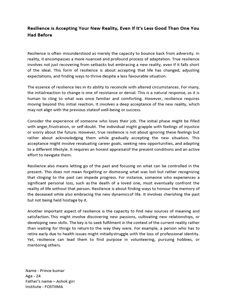 MSPO Resilience Is Accepting Your New Reality | PDF