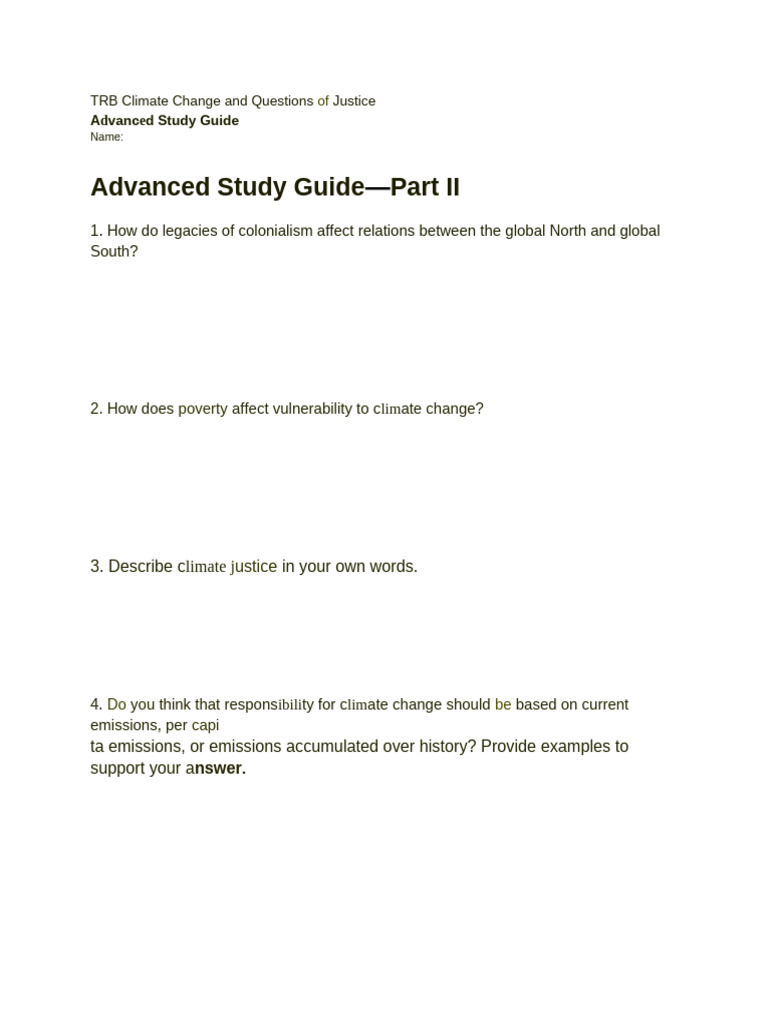 Responses To Climate Change and Advanced Study Guide - Part II | PDF