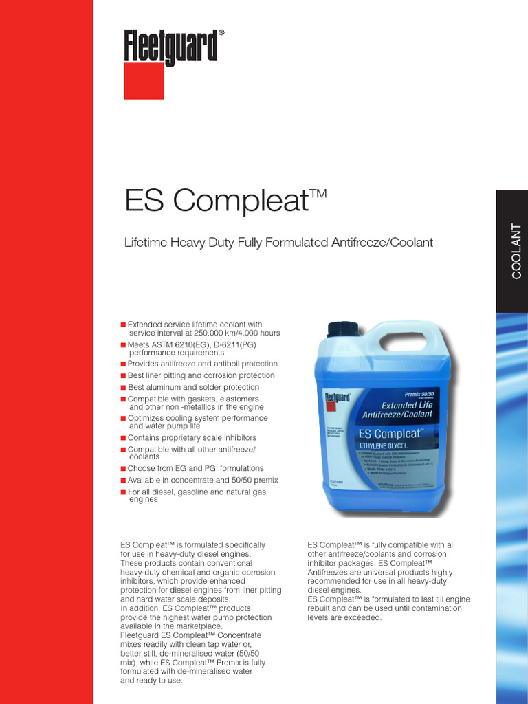 Fluidos Fleetguard - PDF - BASE DO FLUIDO EM PROPILENO GLICOL | PDF