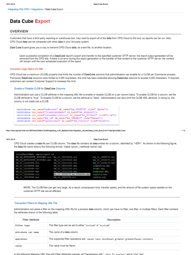 Data Cube Export | PDF