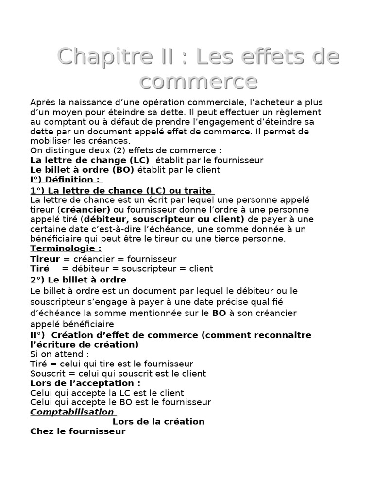 Effet de Commerce | PDF