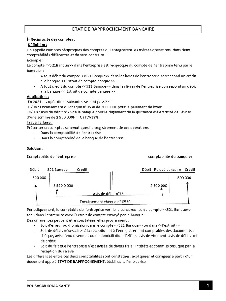Etat de Rapprochement Bancaire 2021 2022 | PDF