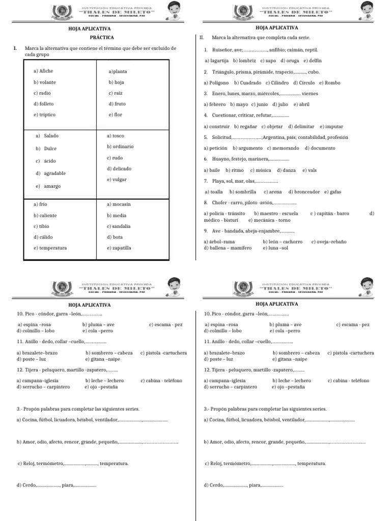 PRÁCTICA Series Verb | PDF