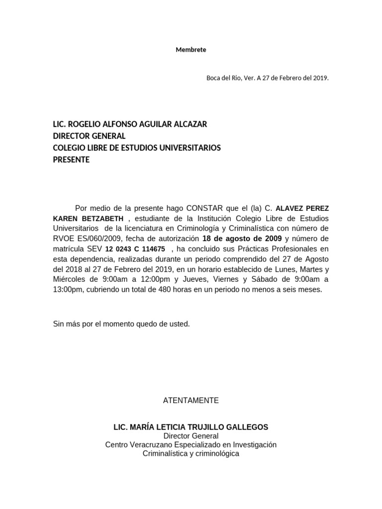 Ejemplo de Carta de LIBERACION de PP | PDF