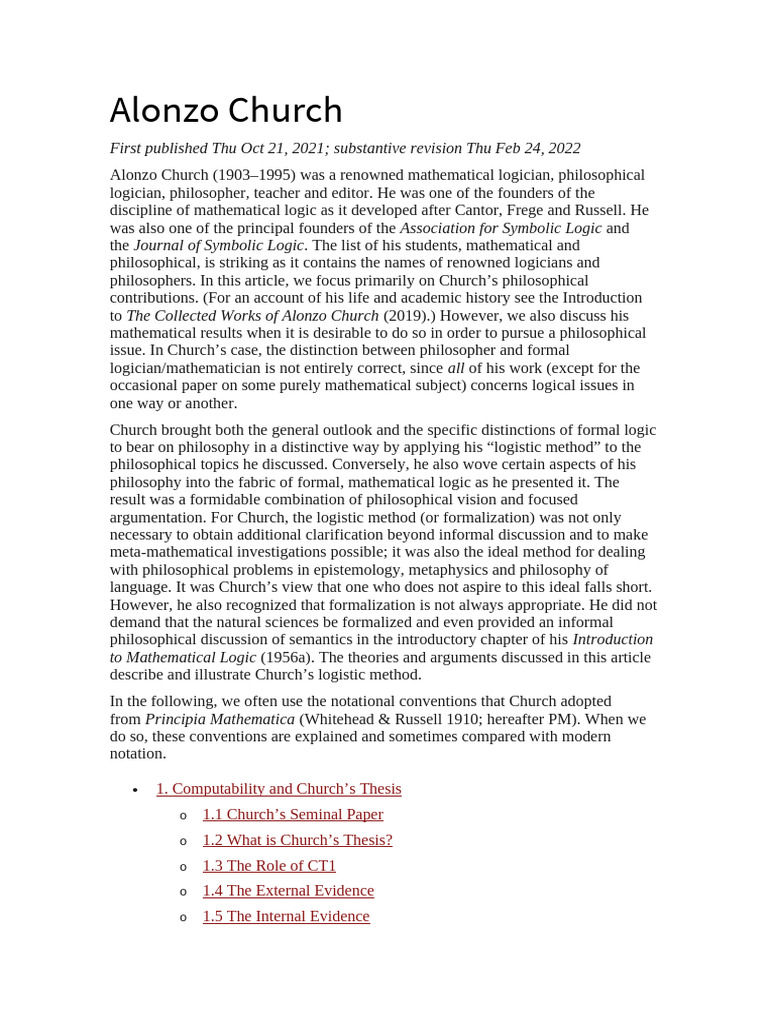 Alonzo Church | PDF Alonzo Church | PDF