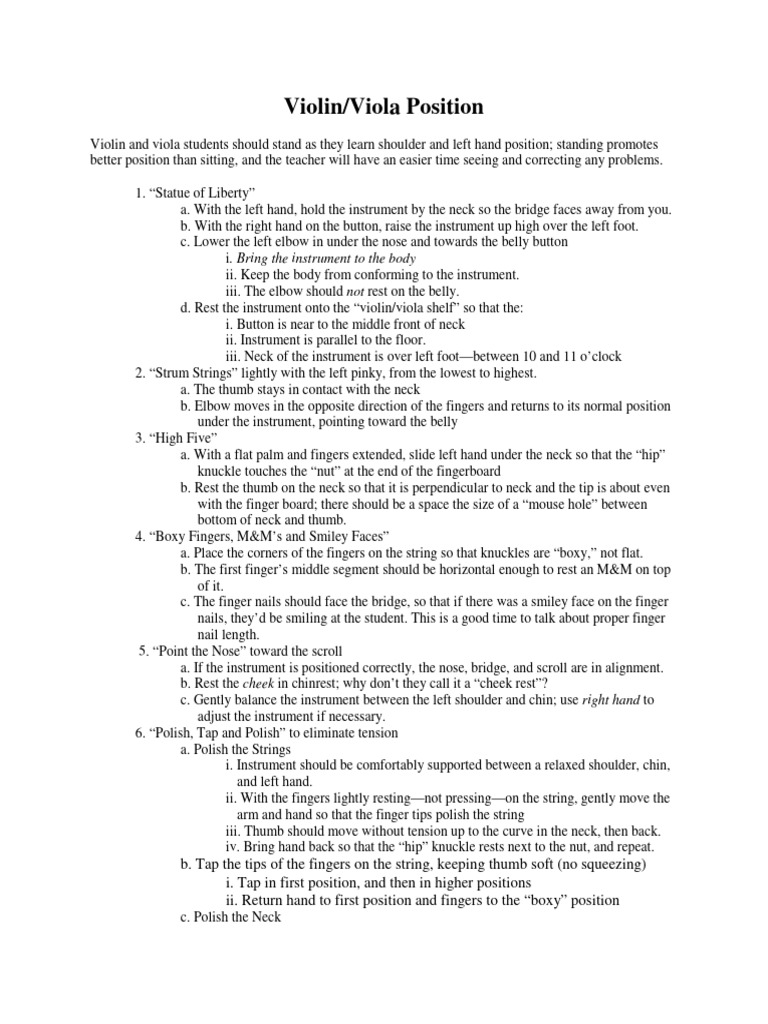 Violin and Viola Position | PDF