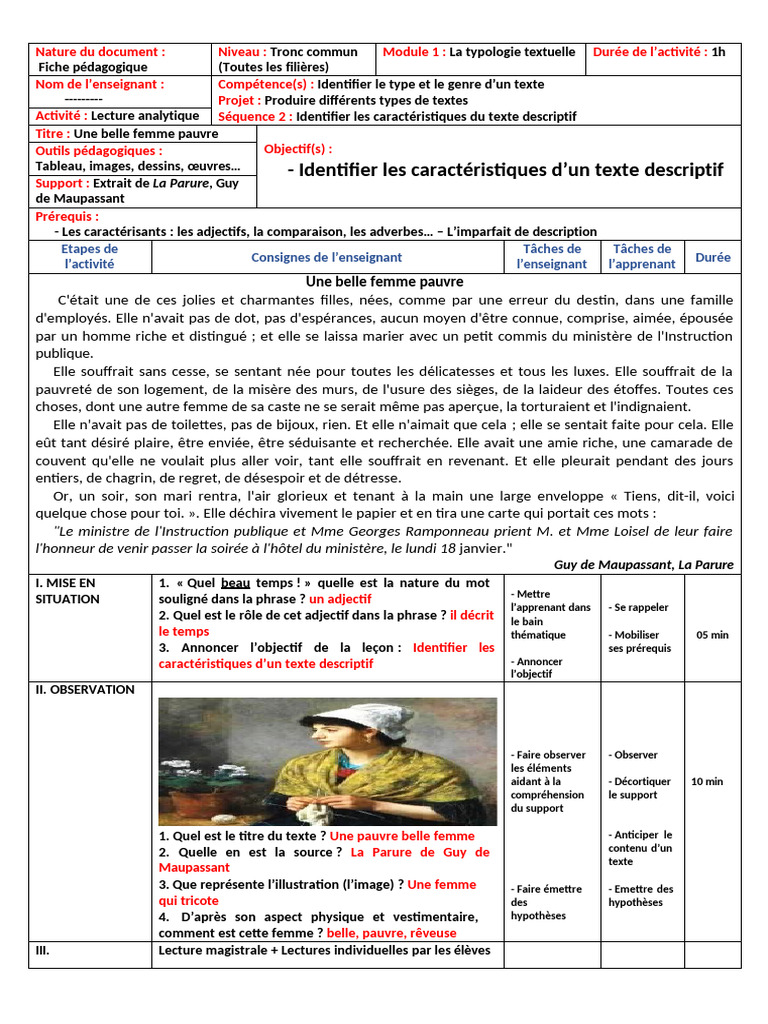Fiches Tronc Commun Typologie Textuelle Lecture Identifier Un Texte 1 | PDF