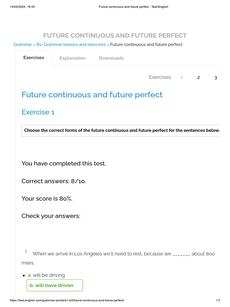 Future Continuous and Future Perfect - Test-English - AN | PDF