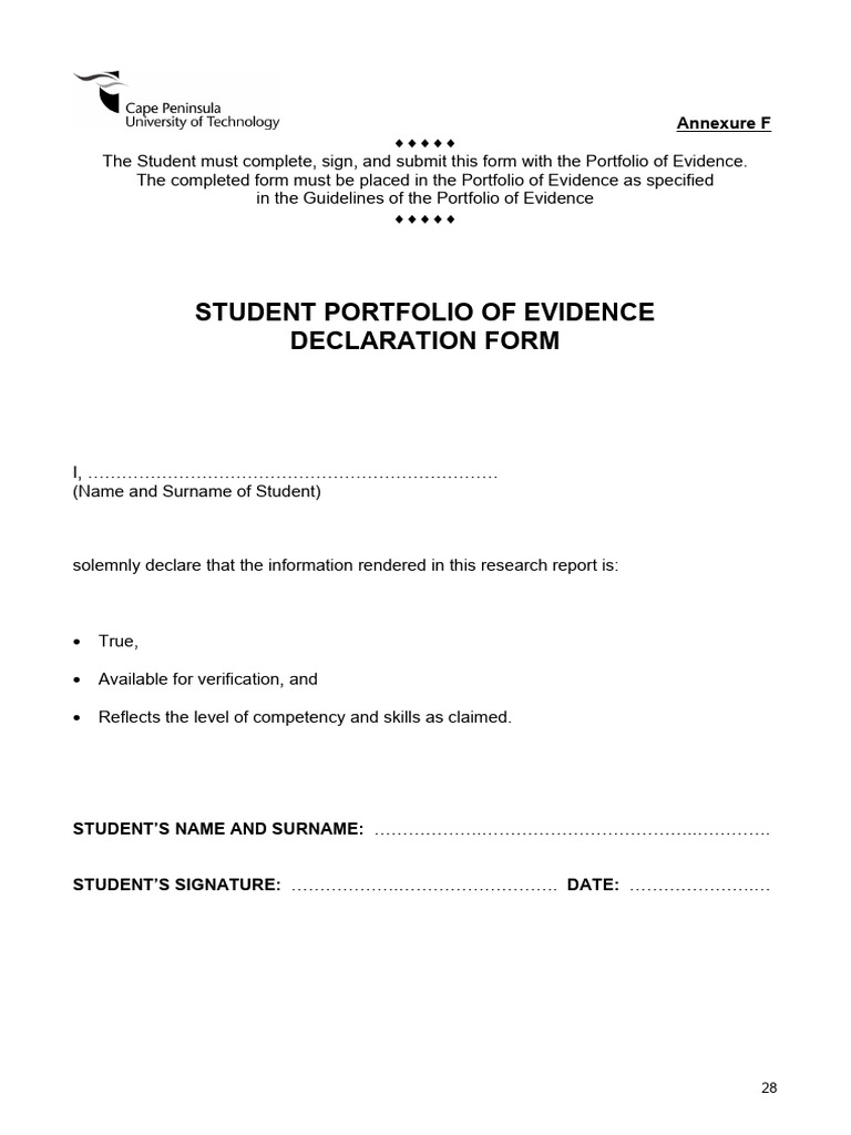 BIA Practice SG-Annexure F-Portfolio Declaration Form | PDF