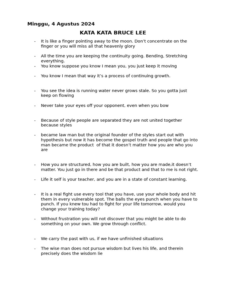 KATA KATA BRUCE LEE | PDF