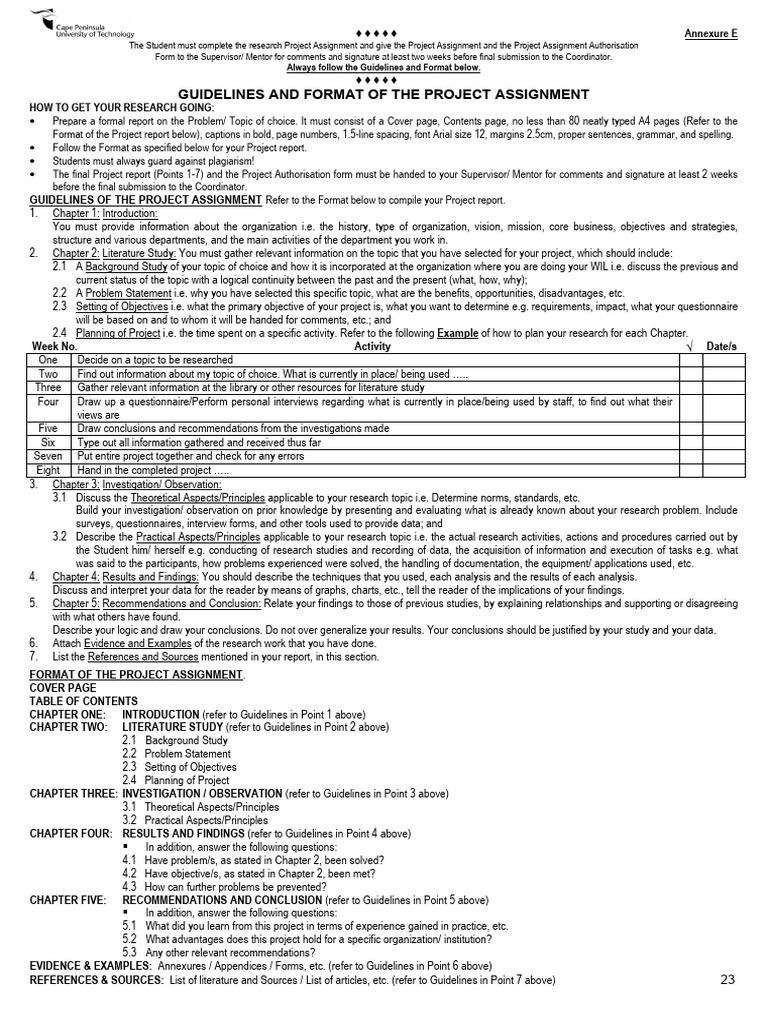 BIA Practice SG-Annexure E-Project Assignment Guidelines&Format | PDF BIA Practice SG-Annexure E-Project Assignment Guidelines&Format | PDF