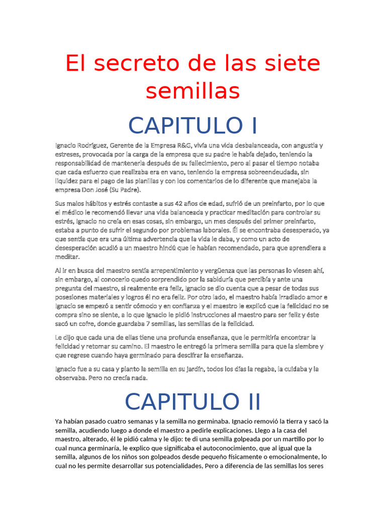 EL SECRETO DE LAS 7 SEMILLAS - Misericordia Soles | PDF | Amor | Felicidad