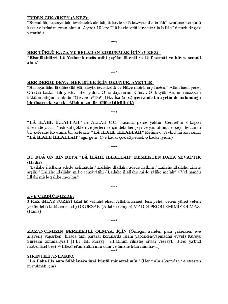 Her Derde Deva Dua Ve Zi̇ki̇rler | PDF