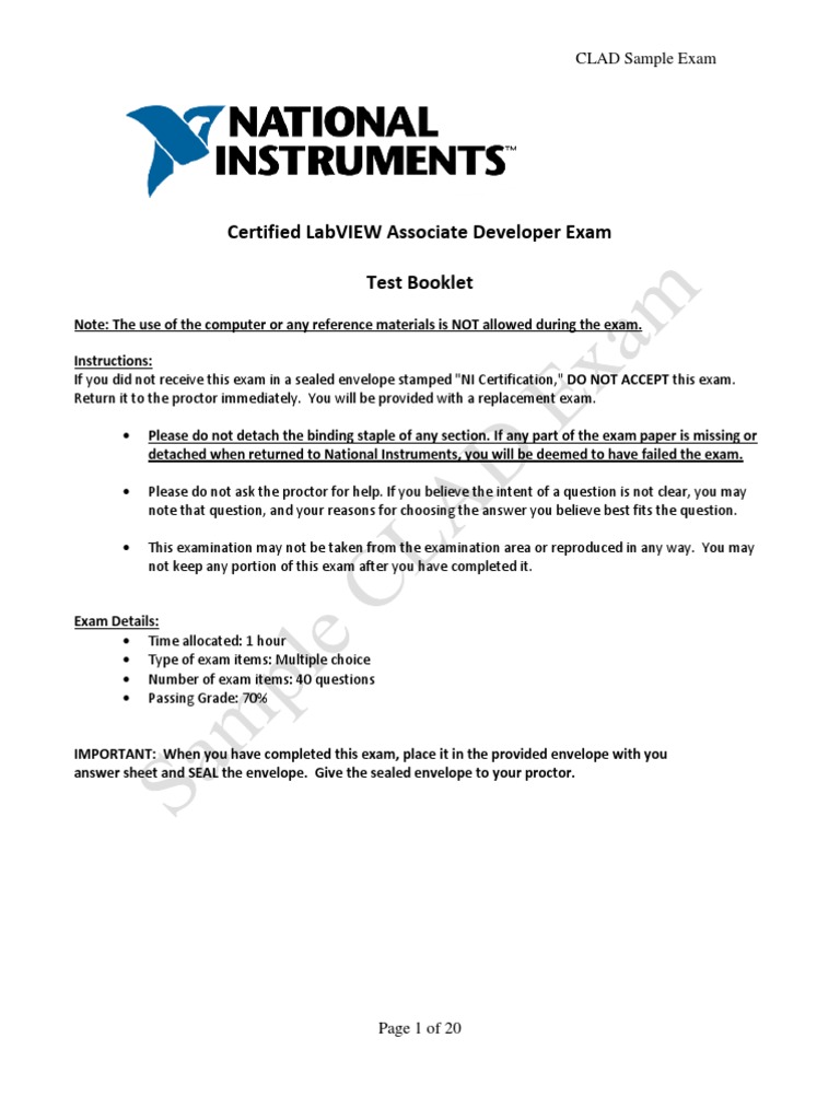 CLAD Sample Exam-1 | PDF | Control Flow | Test (Assessment)