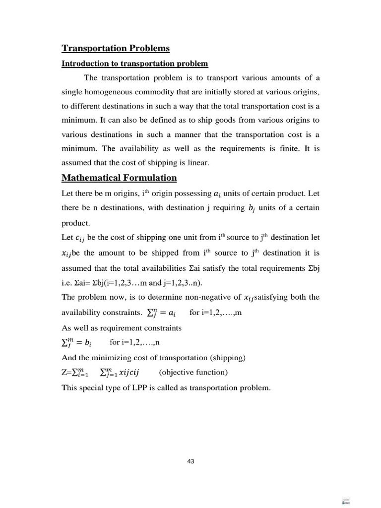 Transportation Problem | PDF