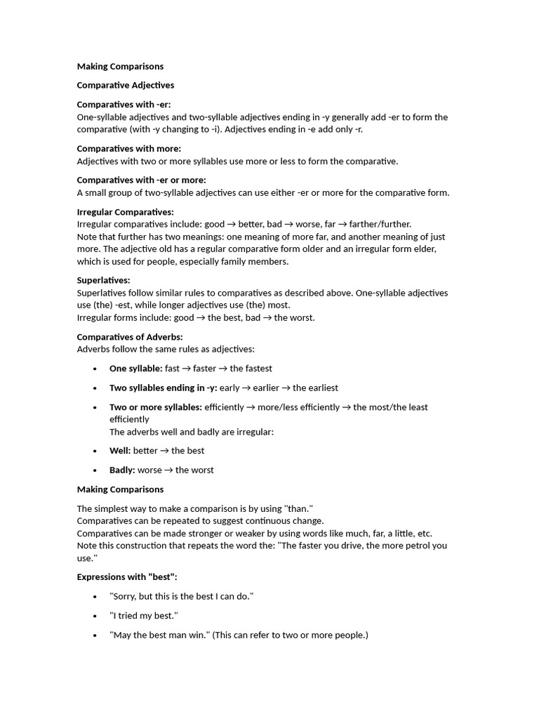 Making Comparisons | PDF