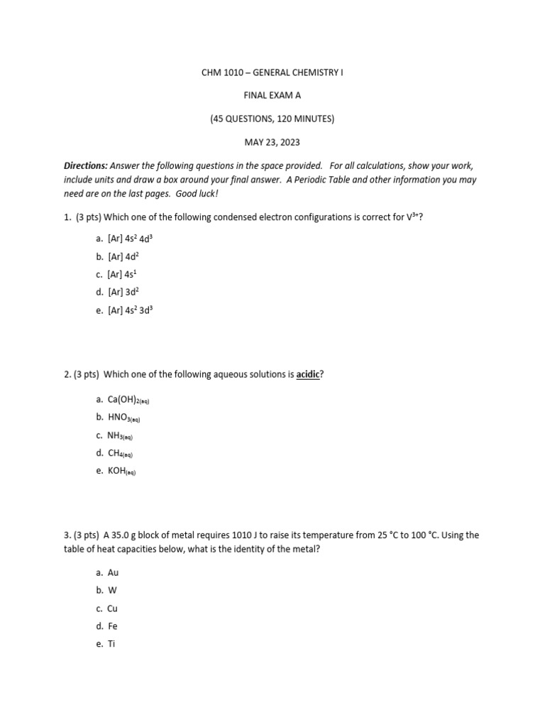 Example Final Exam | PDF