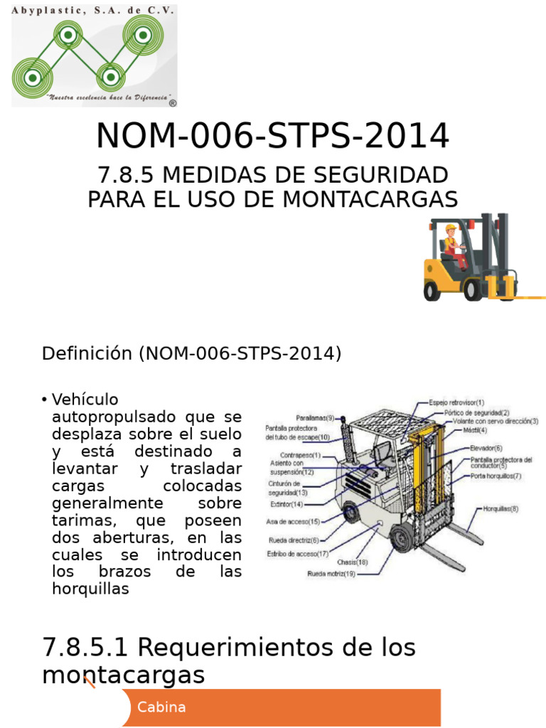 NOM 006 STPS 2014 (Montacargas) | PDF