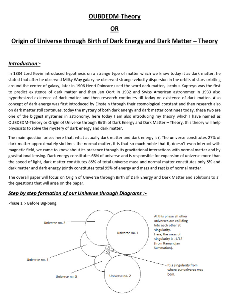 Origin of Universe Through Birth of Dark Energy and Dark Matter ...