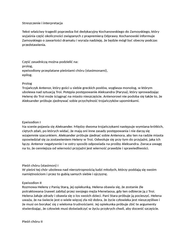 Streszczenie I Interpretacja | PDF