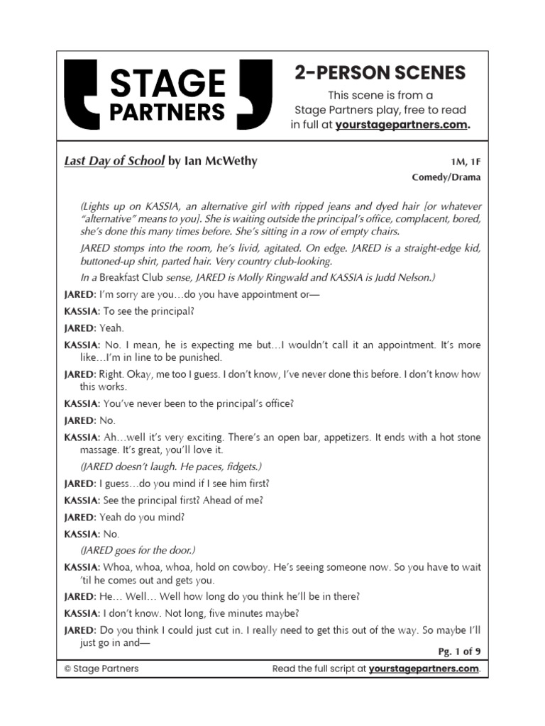 2 Actors Last Day of School Comedy Drama 1 | PDF