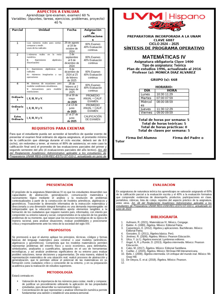 SÍNTESIS DE PROGRAMA Mate IV Grupo668 | PDF