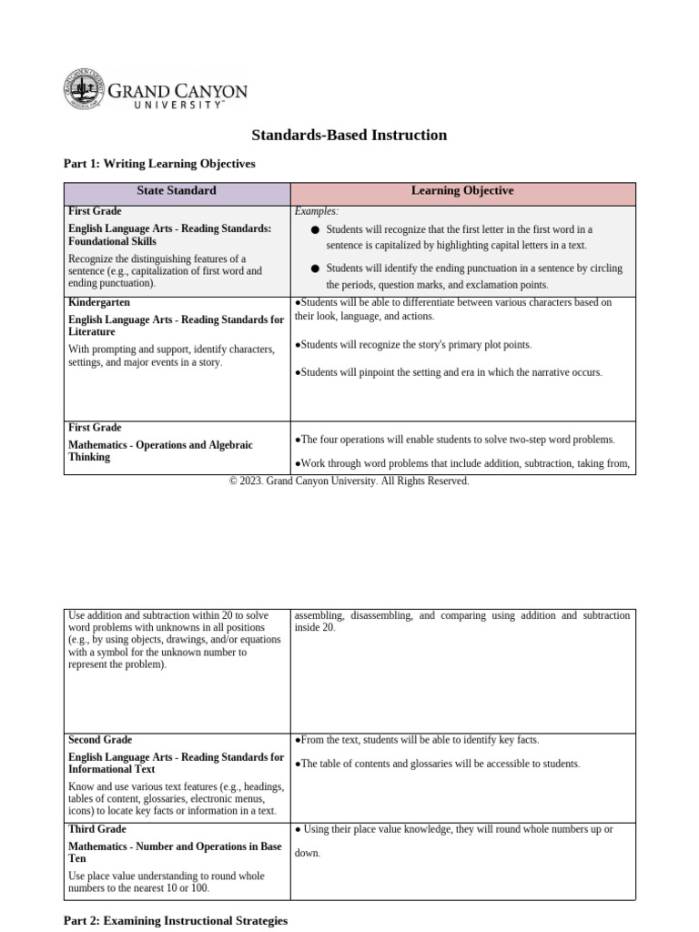 ECE 522 RS T2 Standards Based - Instruction | PDF
