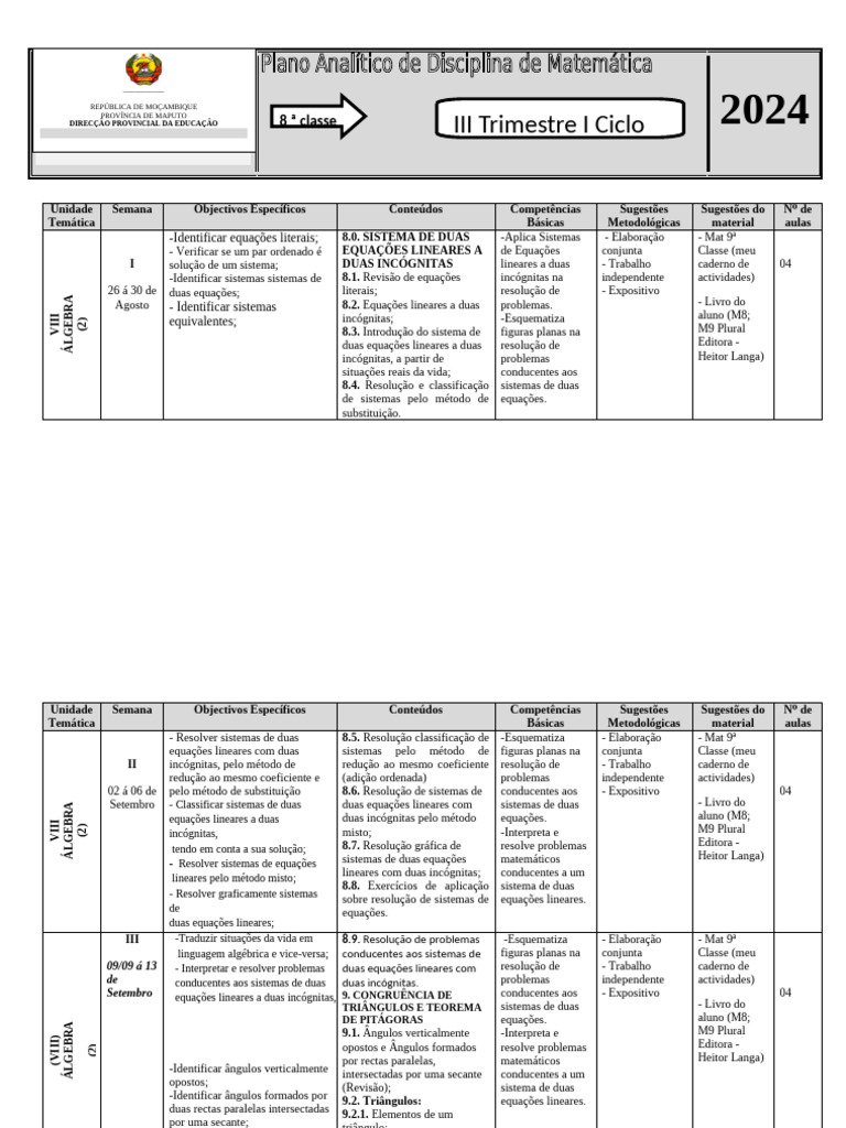 MAT. 8a Classe - 3º TT 24 | PDF