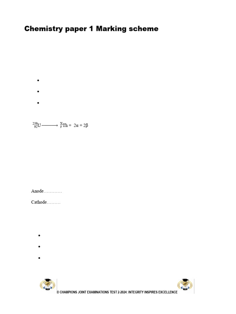 Chemistry PP1 - Scheme | PDF